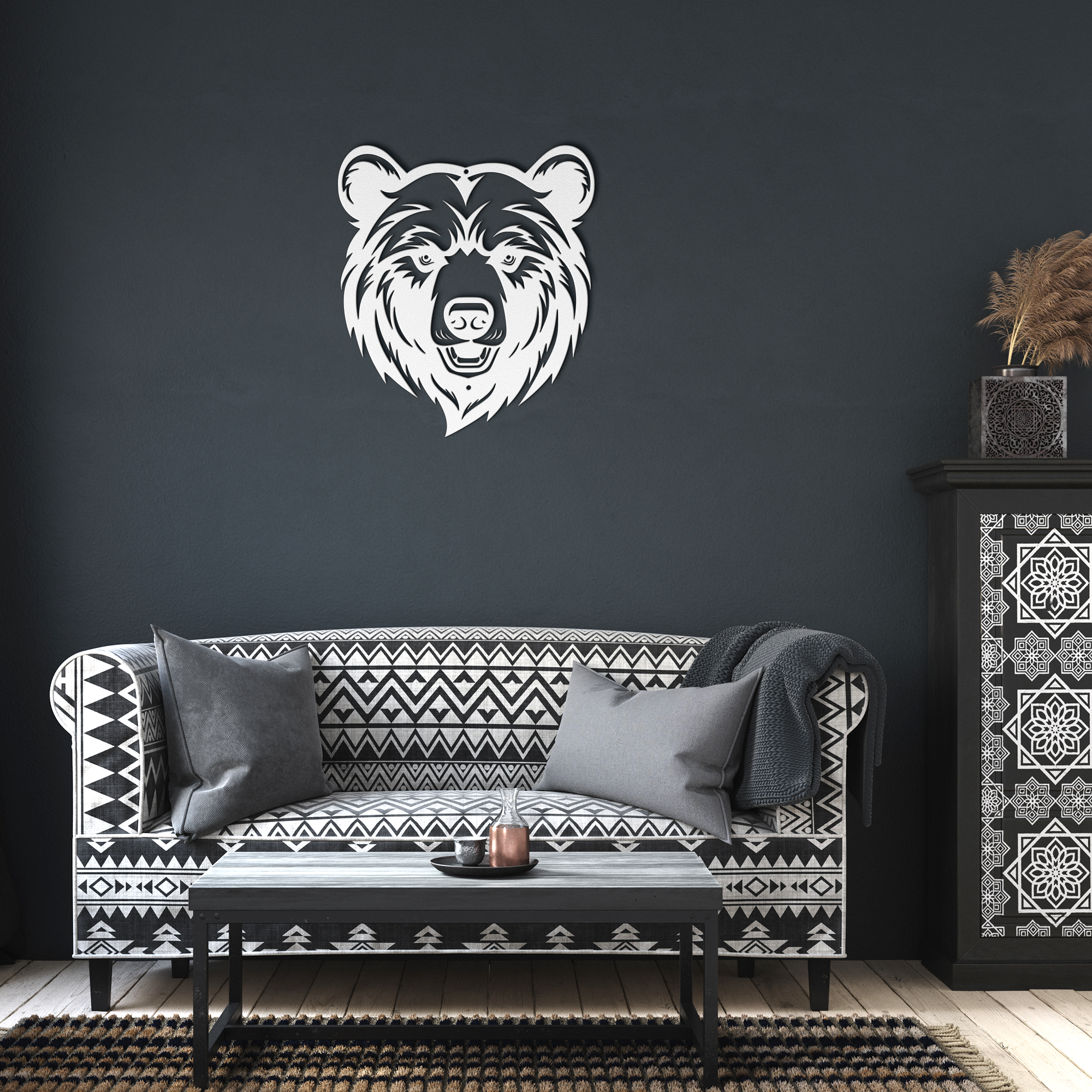 Unique Bear Head Metal Artwork for Cabin Decor – Tailored Wall Expressions